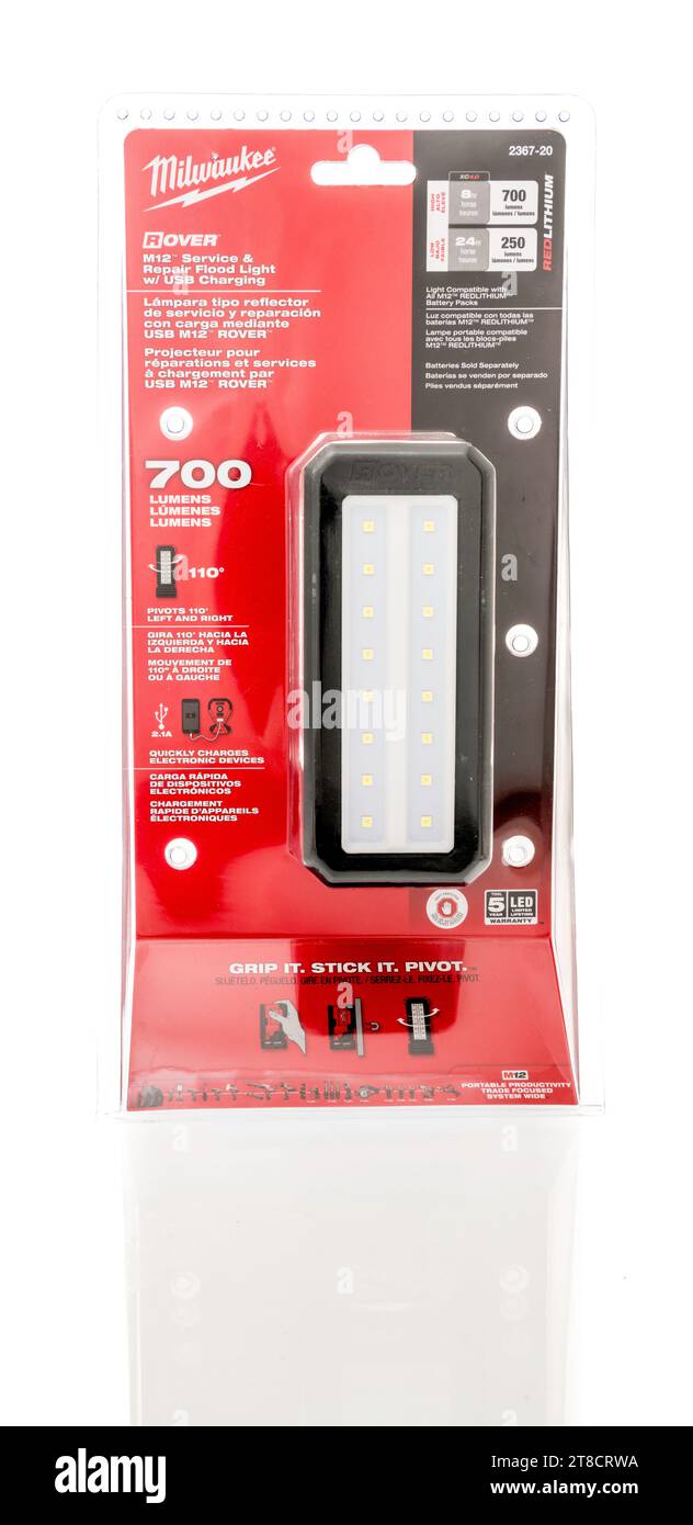 Winneconne, WI - 24 October 2023: A package of Milwaukee rover m12 led ...
