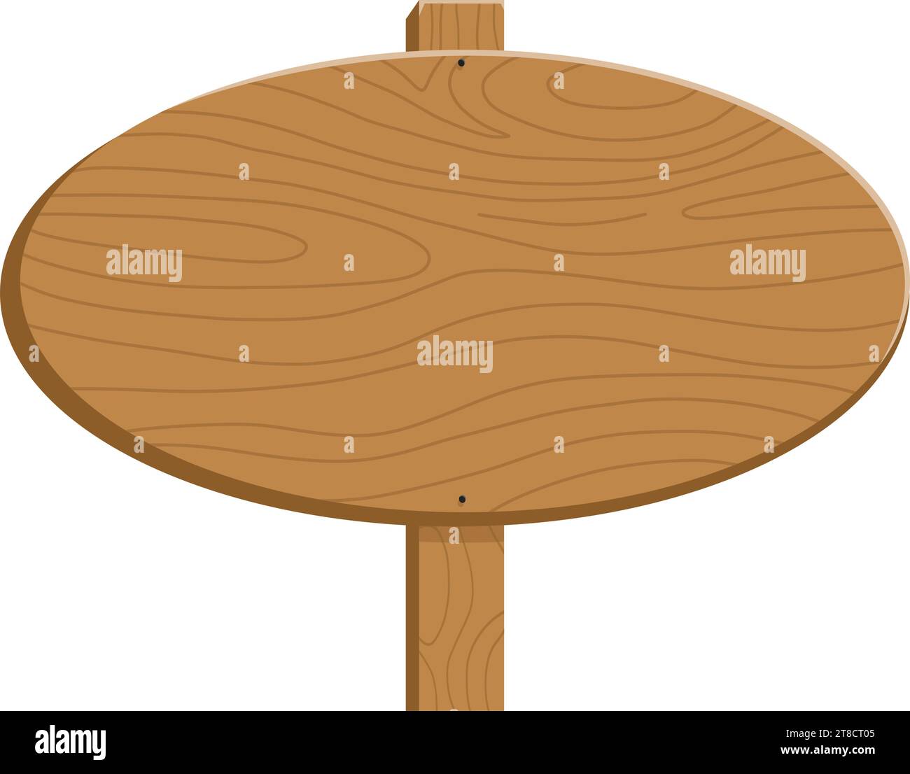 Wood Plank Oval Signage Board Stand Cartoon Illustration Template ...