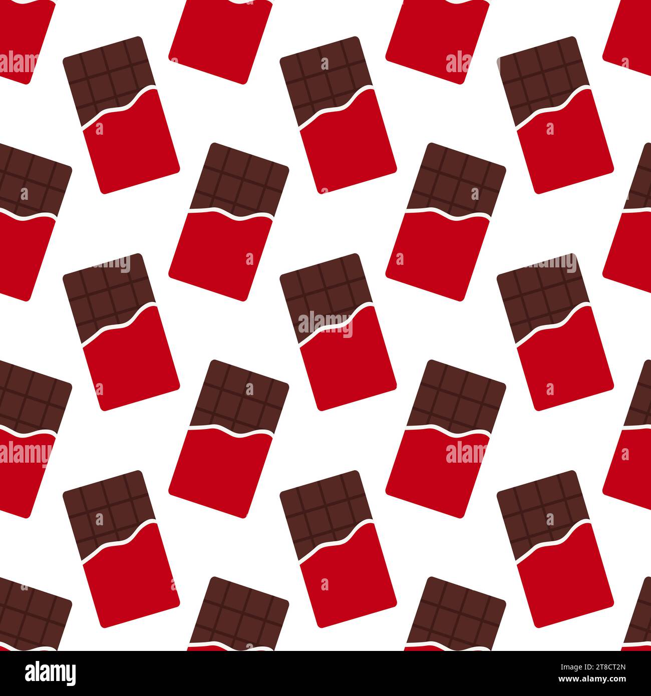 Seamless pattern with red packaging chocolate bars. Cartoon style ...