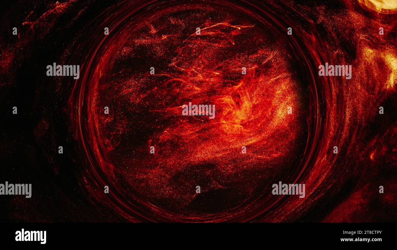 Ink swirl background orange glitter circle flow Stock Photo - Alamy