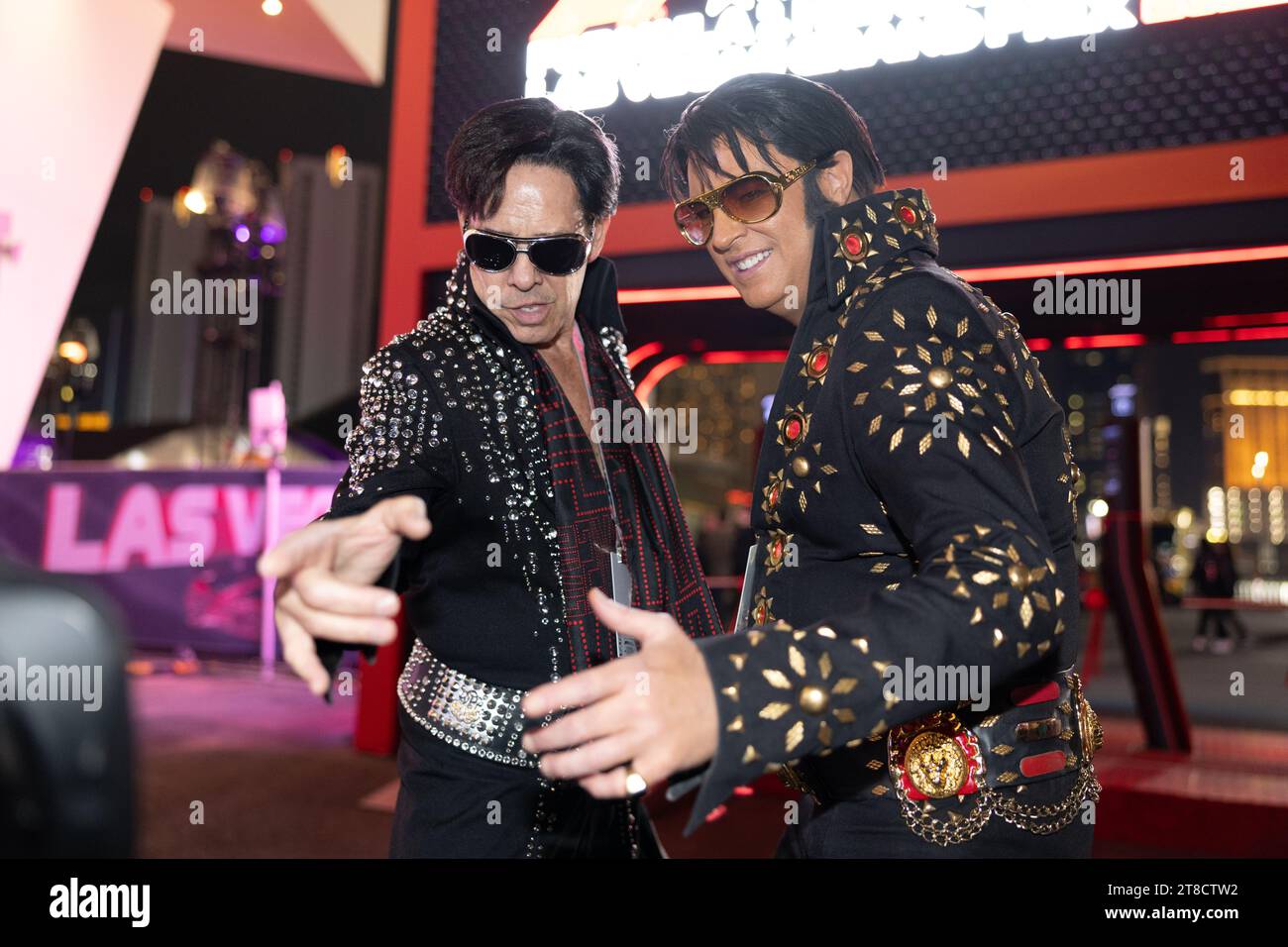 LAS VEGAS, Nevada, USA 17. November 2023; Elvis Presley imitators ...