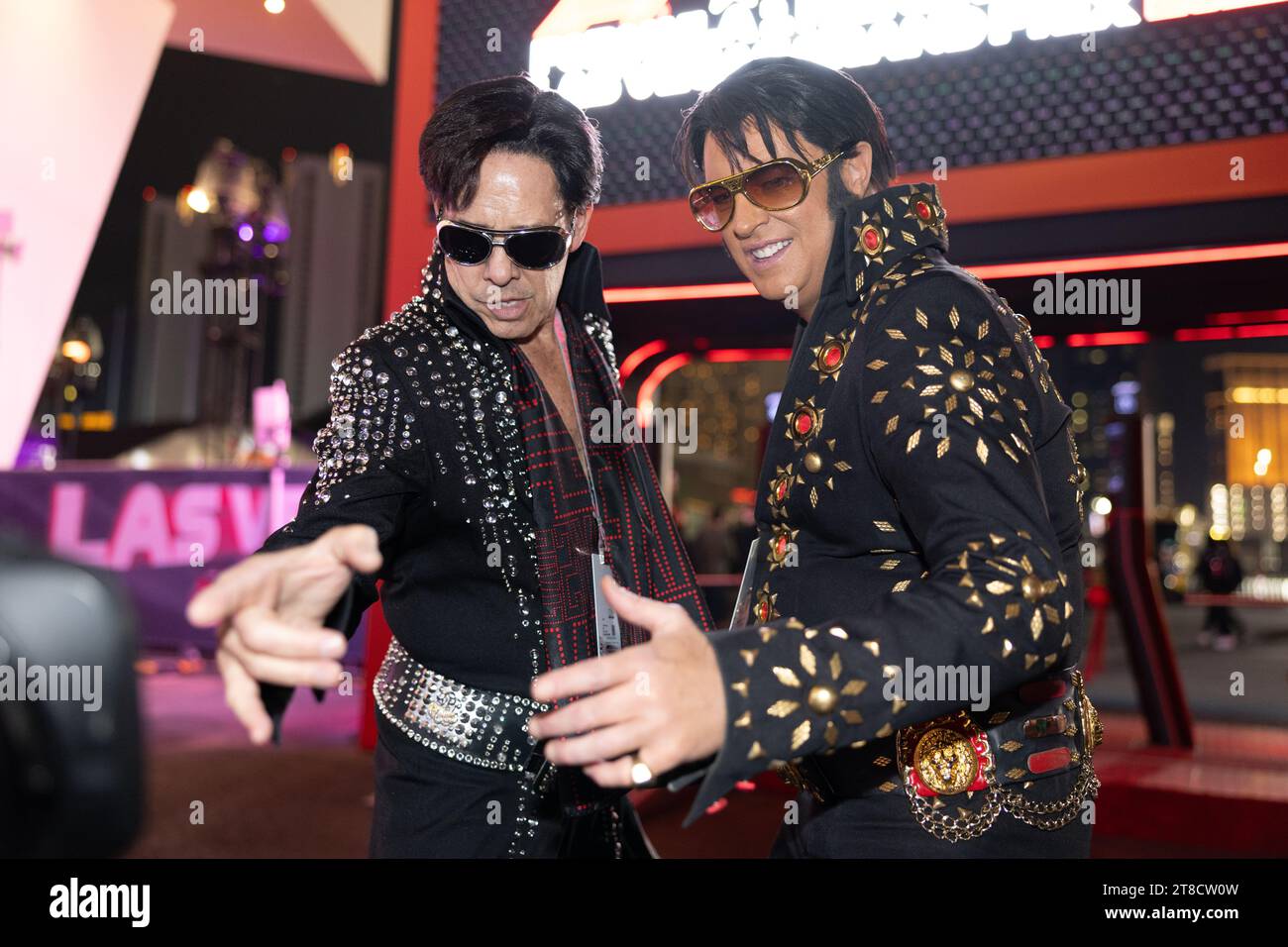 LAS VEGAS, Nevada, USA 17. November 2023; Elvis Presley imitators ...