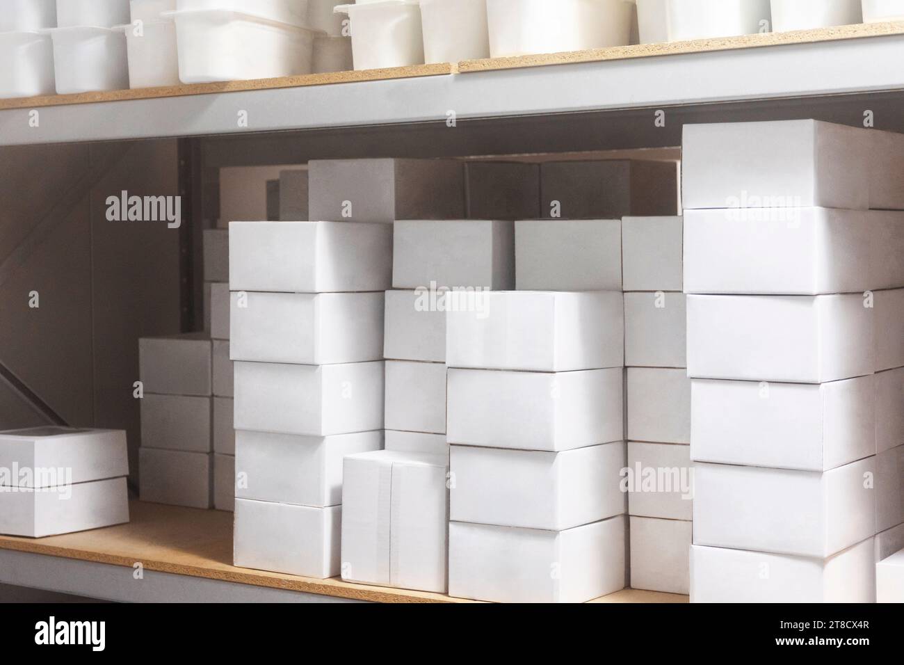 White boxes arranged in a cold storage unit, showcasing efficient ...