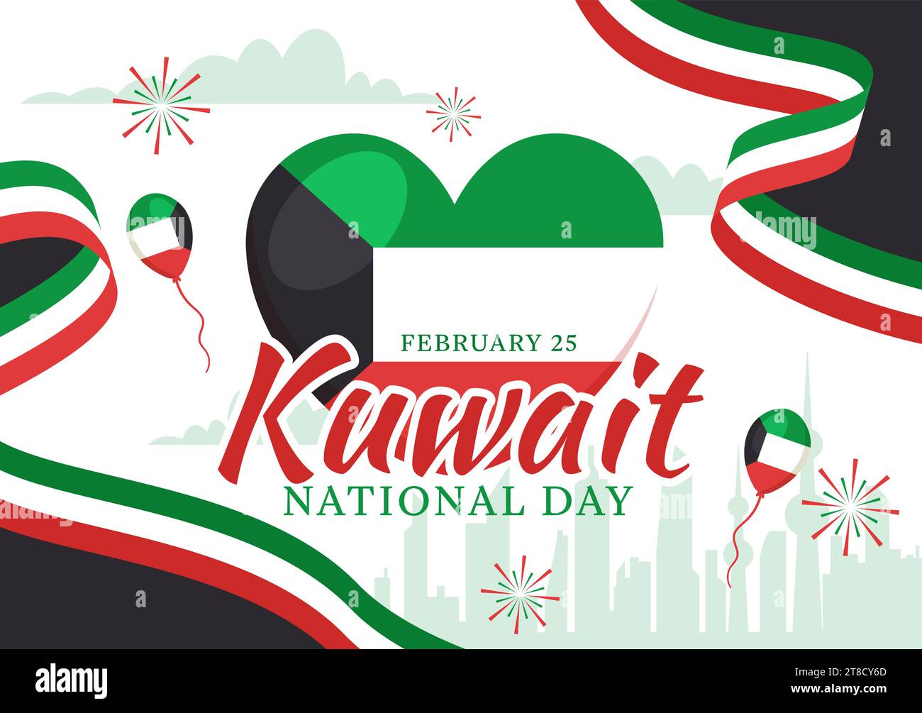 National Kuwait Day Vector Illustration on February 25th with Landmark ...