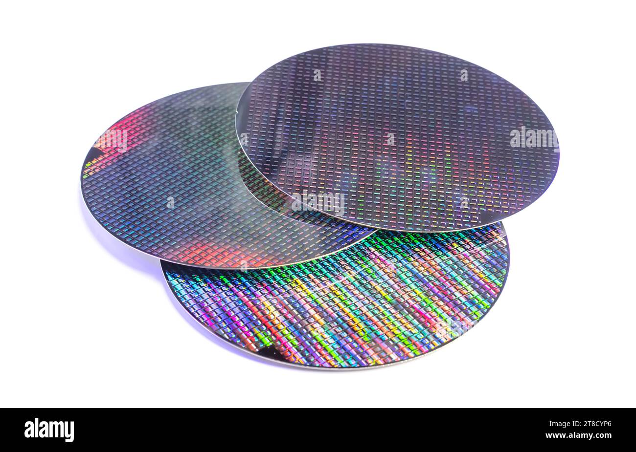 Semiconductor wafer disk made of silicon isolated on white Stock Photo ...
