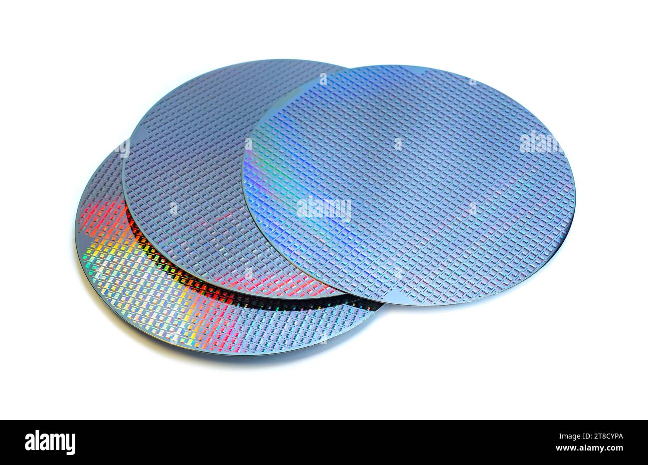 Semiconductor wafer disk made of silicon isolated on white Stock Photo ...