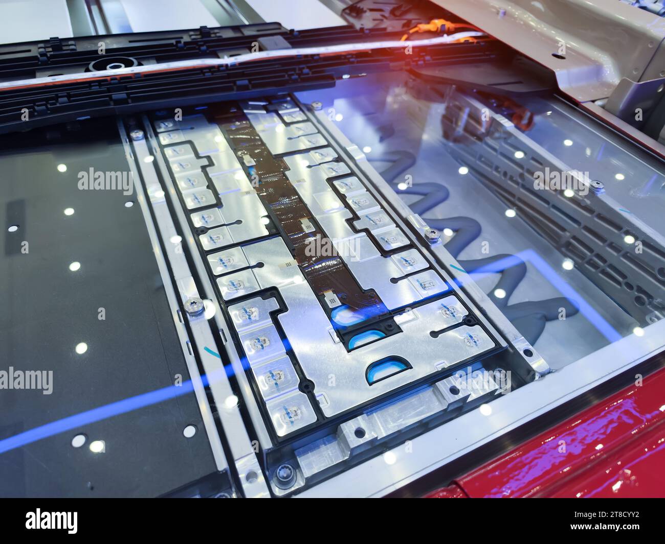 Electric car lithium battery pack and power connections Stock Photo - Alamy