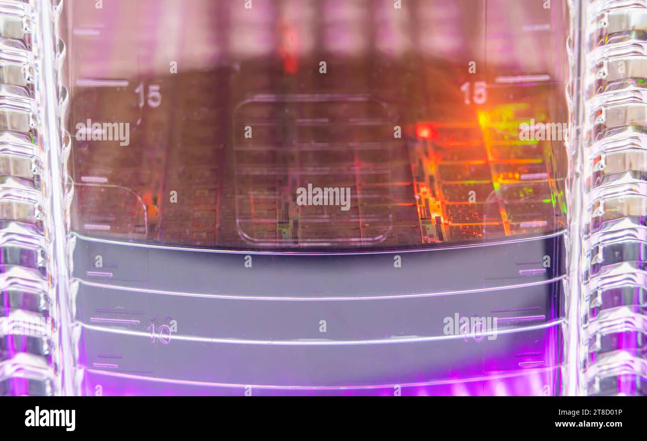 Silicon Wafer Under Cleanroom Fabrication in plastic holder box Stock ...