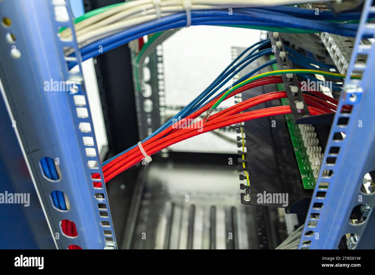 Network cables in switch and firewall in cloud computing data center ...