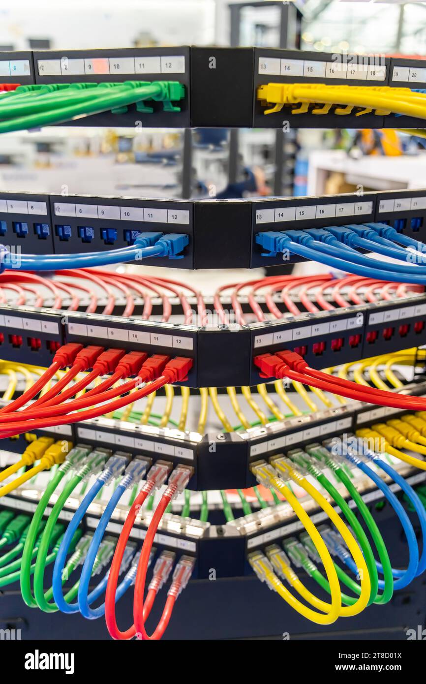 ethernet cable on network switches background Stock Photo - Alamy