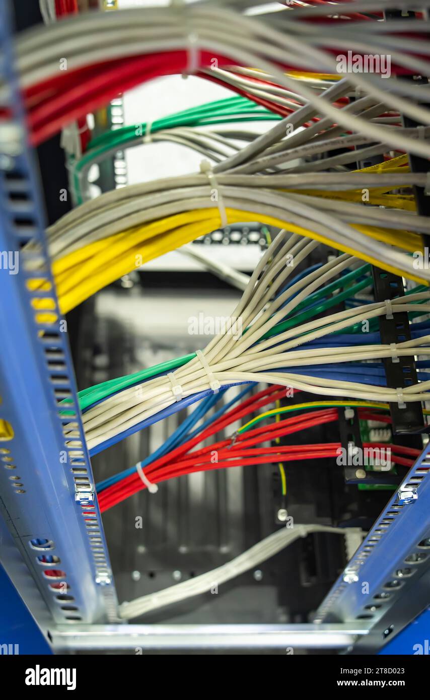 Network cables in switch and firewall in cloud computing data center server rack Stock Photo - Alamy