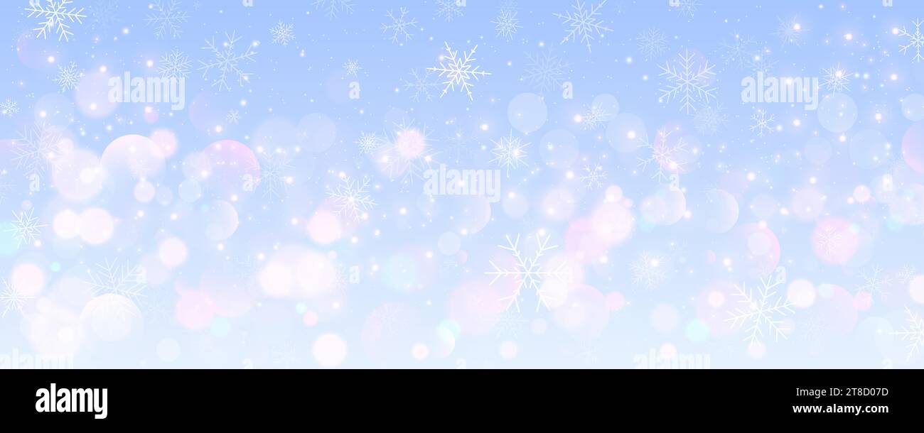 Christmas snowy background. Cold blue winter sky. Vector ice blizzard ...