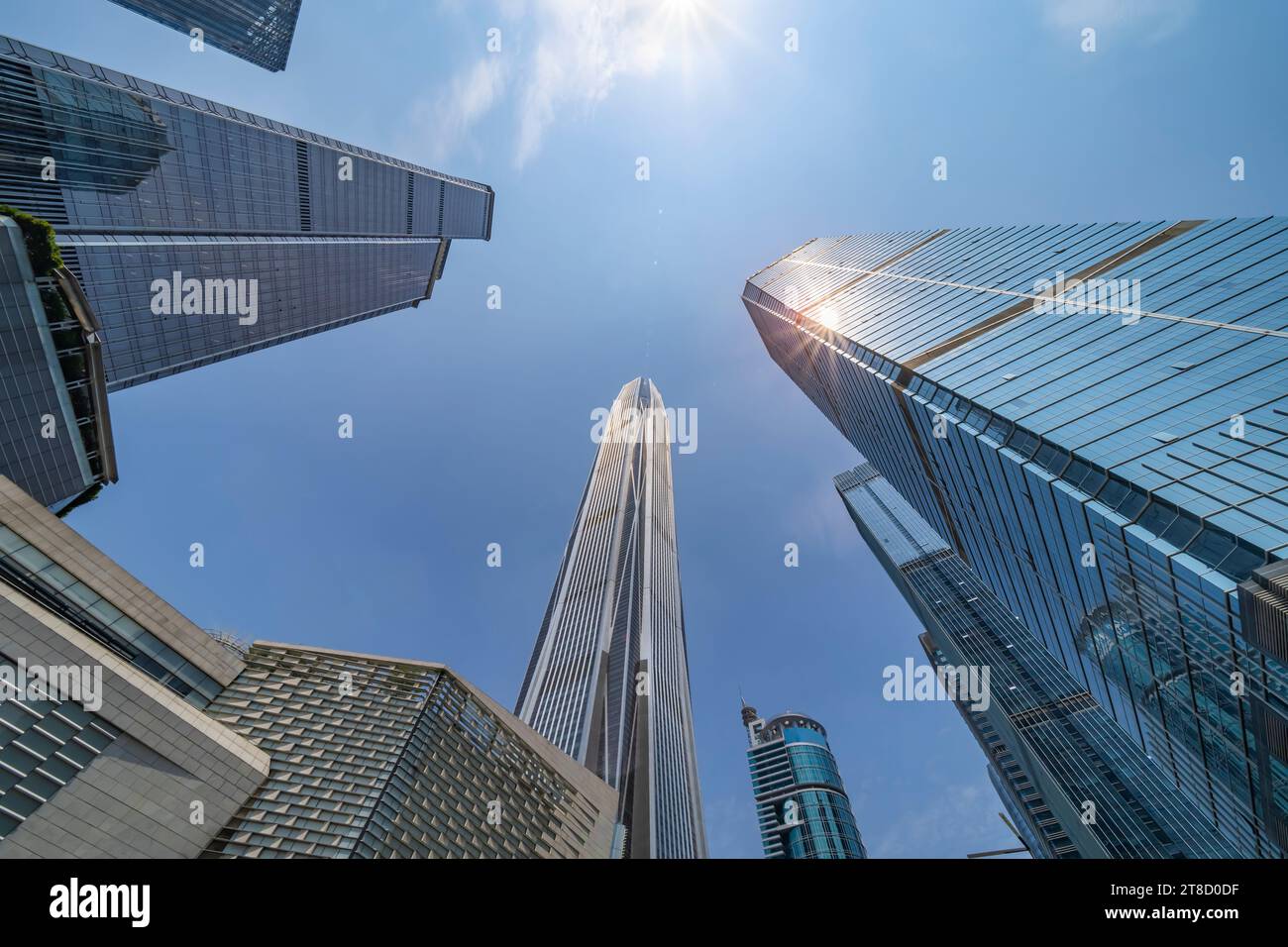 steel blue glass high rise building skyscrapers, business concept of ...
