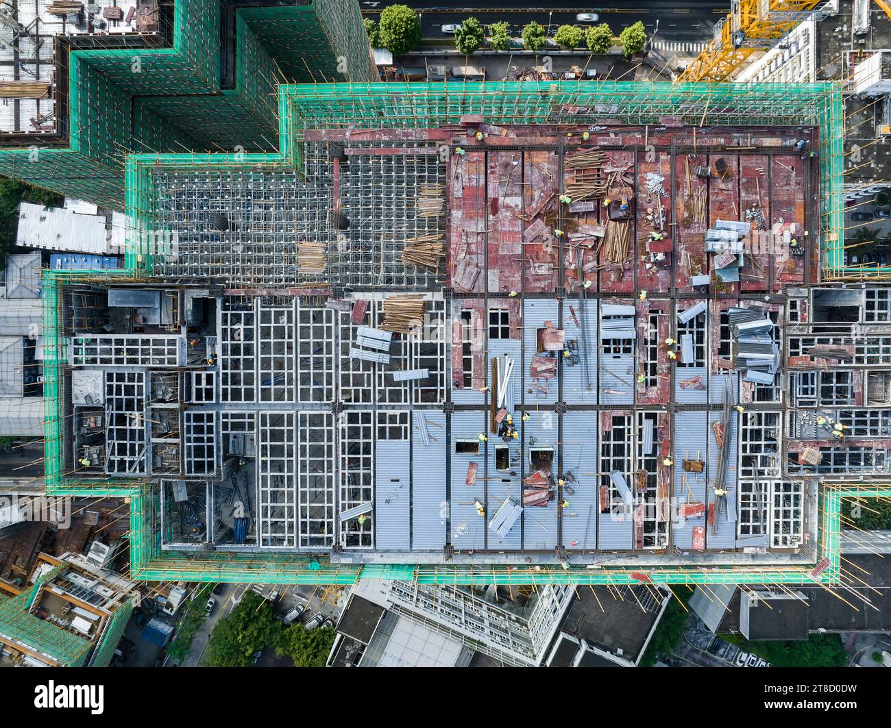 Aerial View of a Construction Site with Workers Stock Photo - Alamy