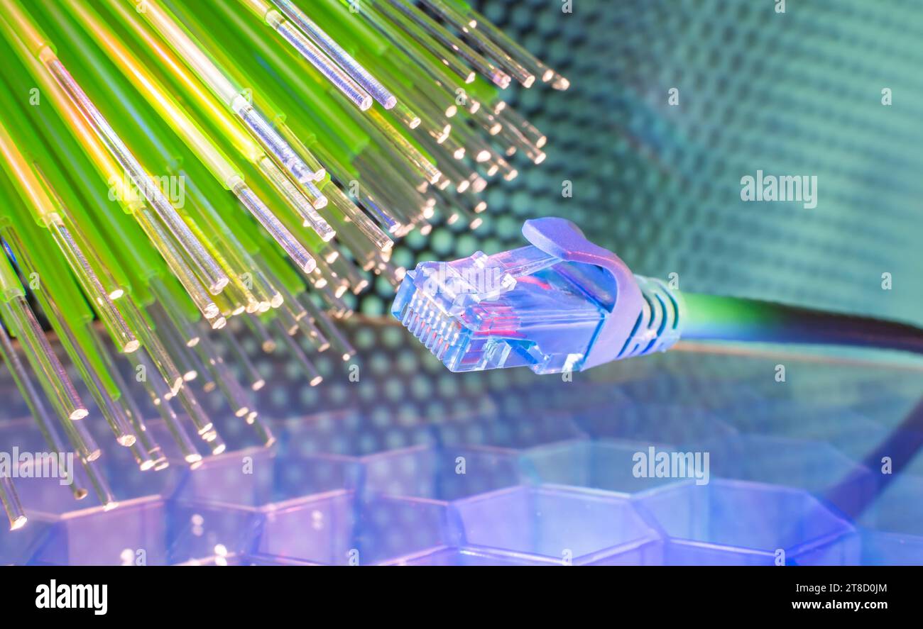 network cables closeup with fiber optical background Stock Photo - Alamy