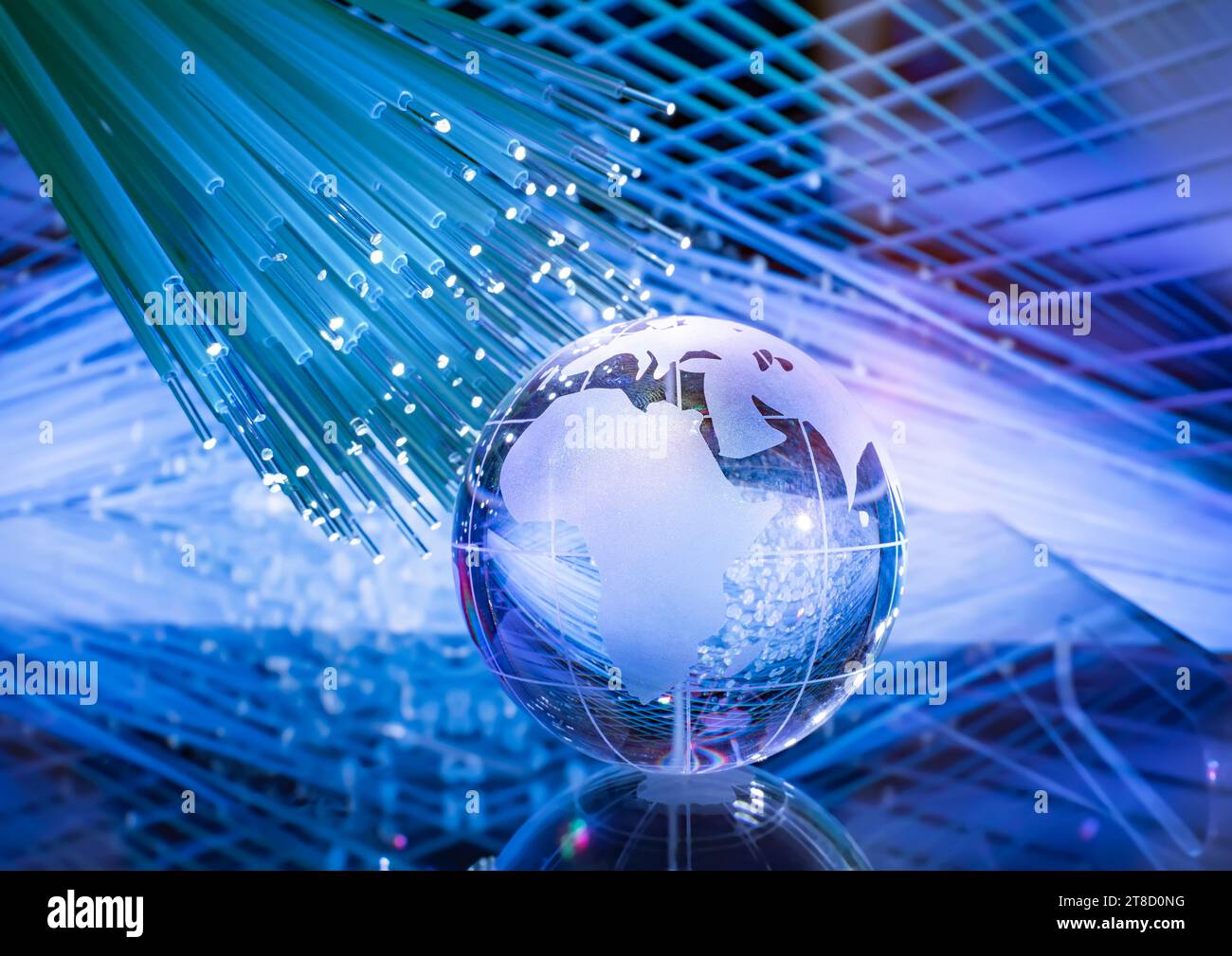 earth globe against fiber optic background Stock Photo - Alamy