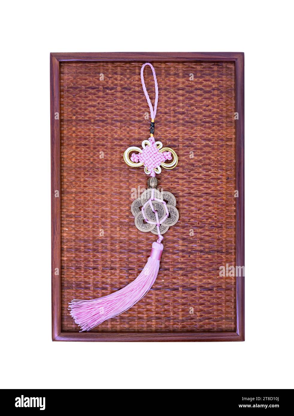 Traditional chinese knots with ritual Feng Shui coins isolated on ...