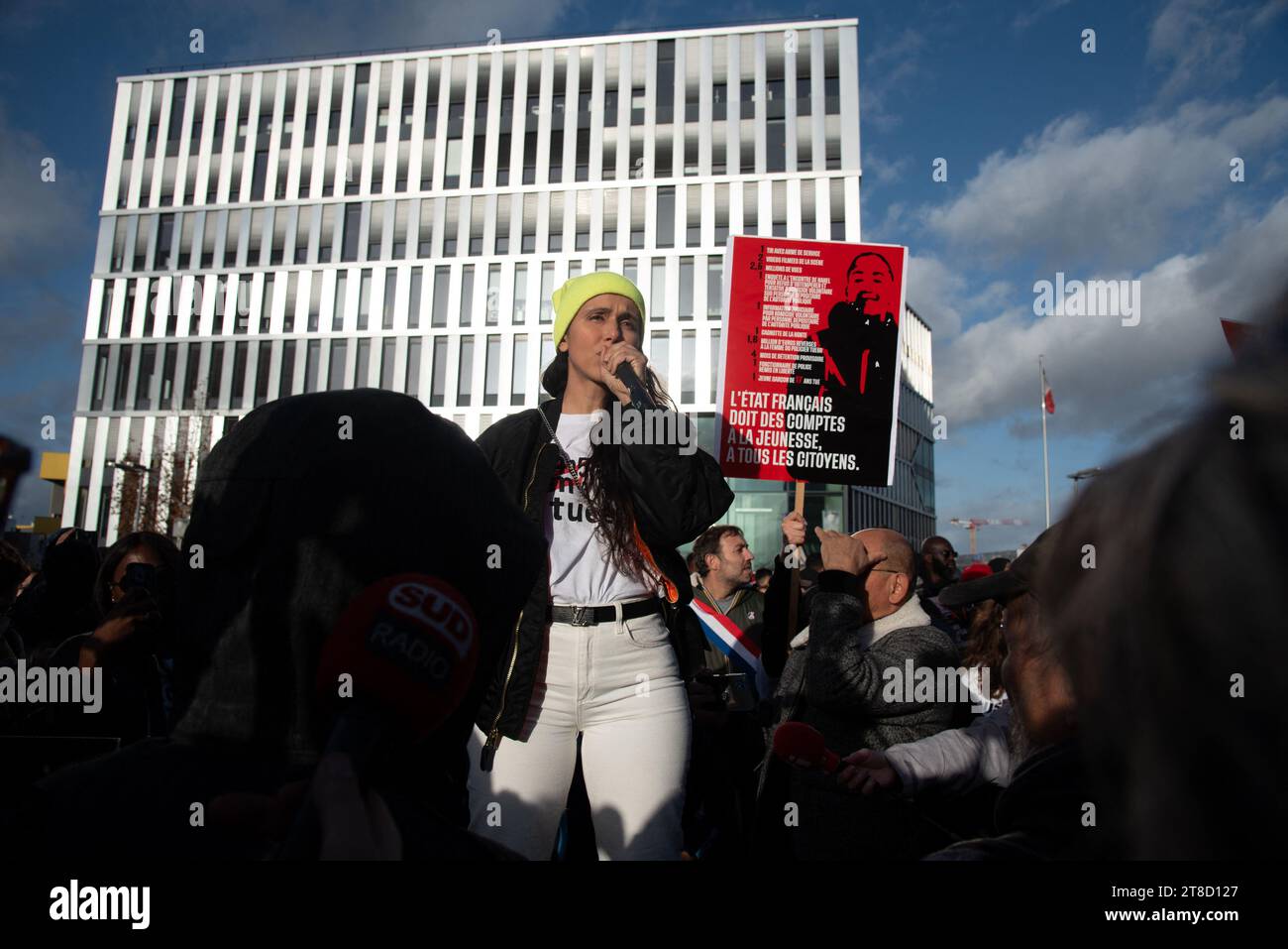 People takes part in a demonstration after the release of the police ...