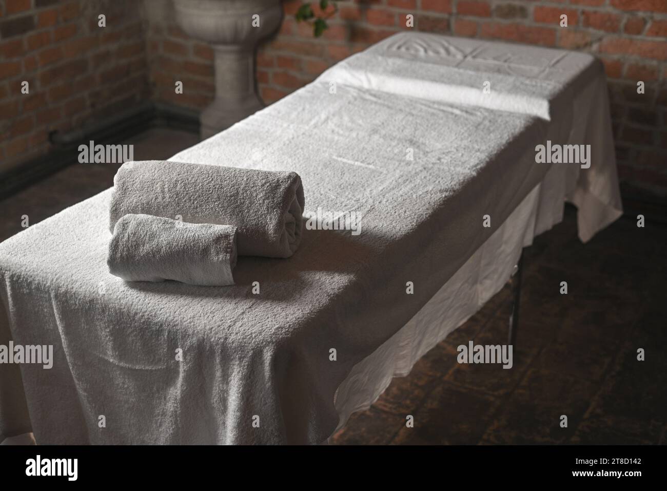 empty professional set up for massage at spa resort clinic for relaxing ...