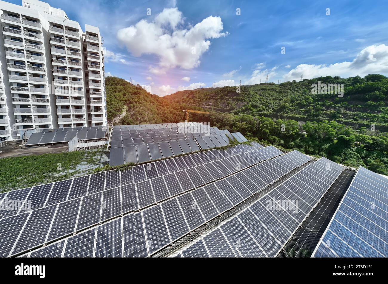 solar or photovoltaic cell in panel on roof top building,Technology to ...