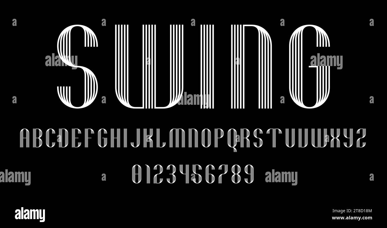 Set Of Alphabets Font Letters And Numbers Modern Abstract Design With