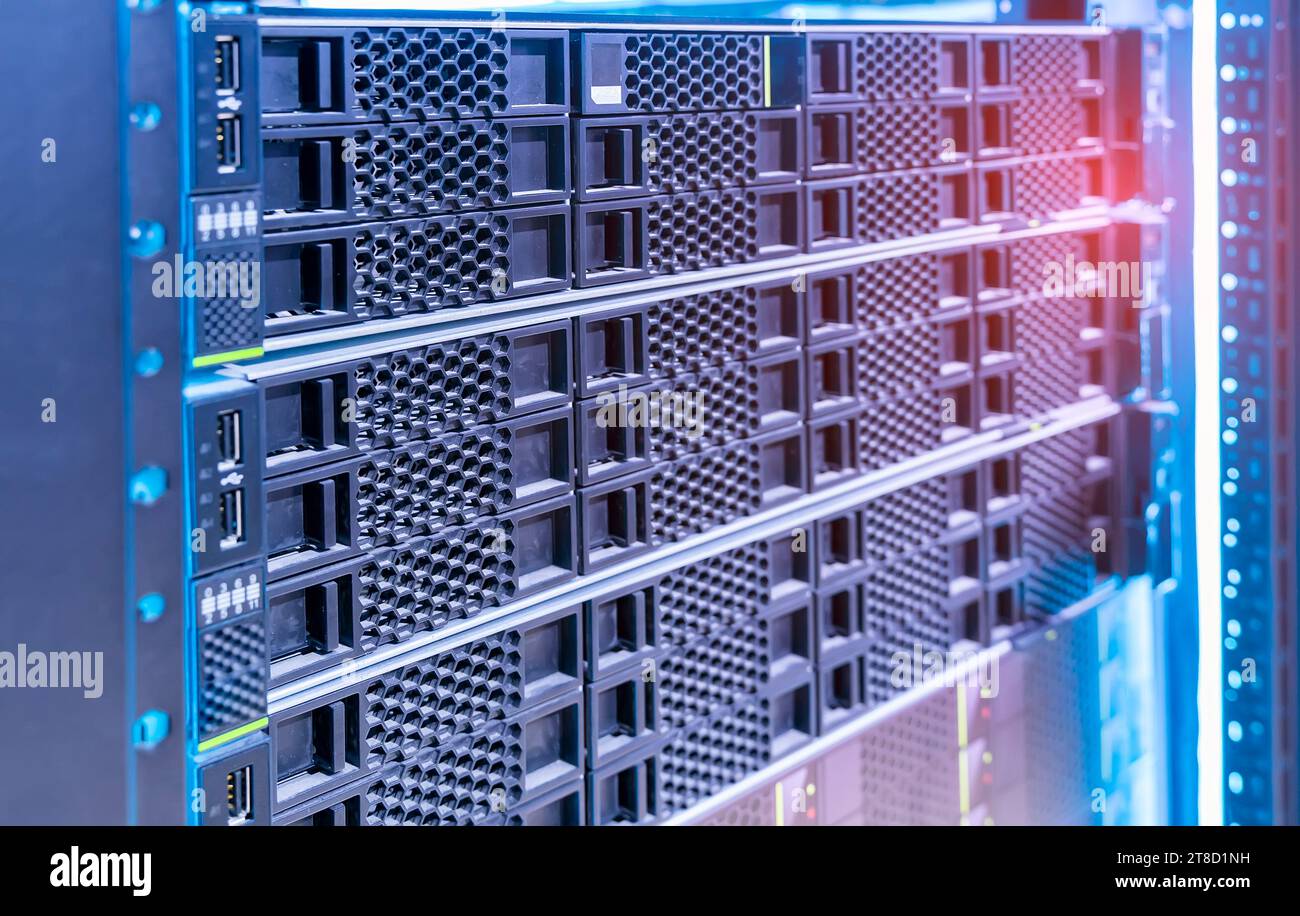 Panel of modern servers in the data center Stock Photo - Alamy