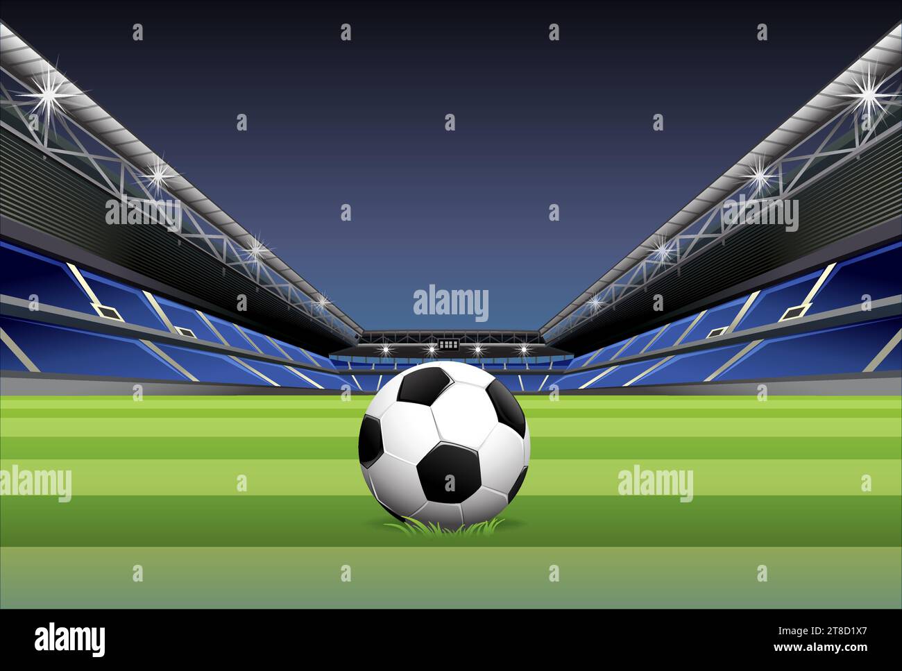Close-up view of an empty football stadium at night Stock Vector Image ...