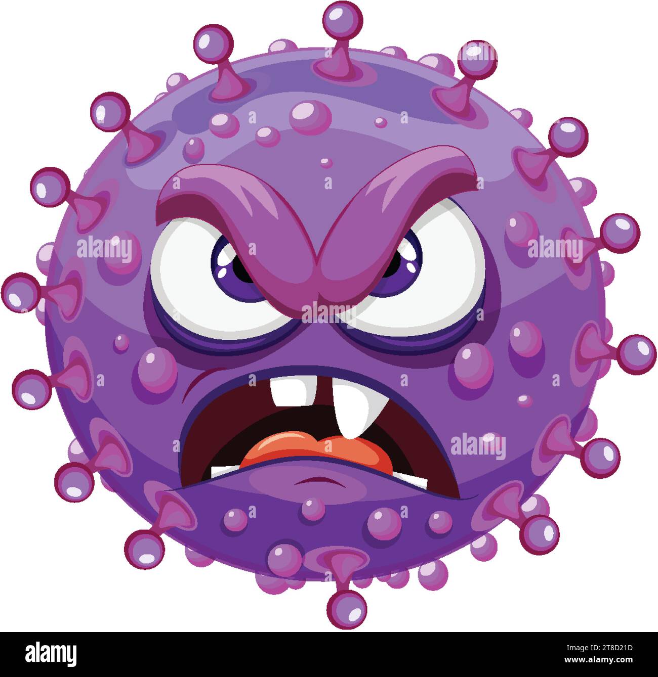A vibrant and playful cartoon character of a purple bacteria germ virus ...
