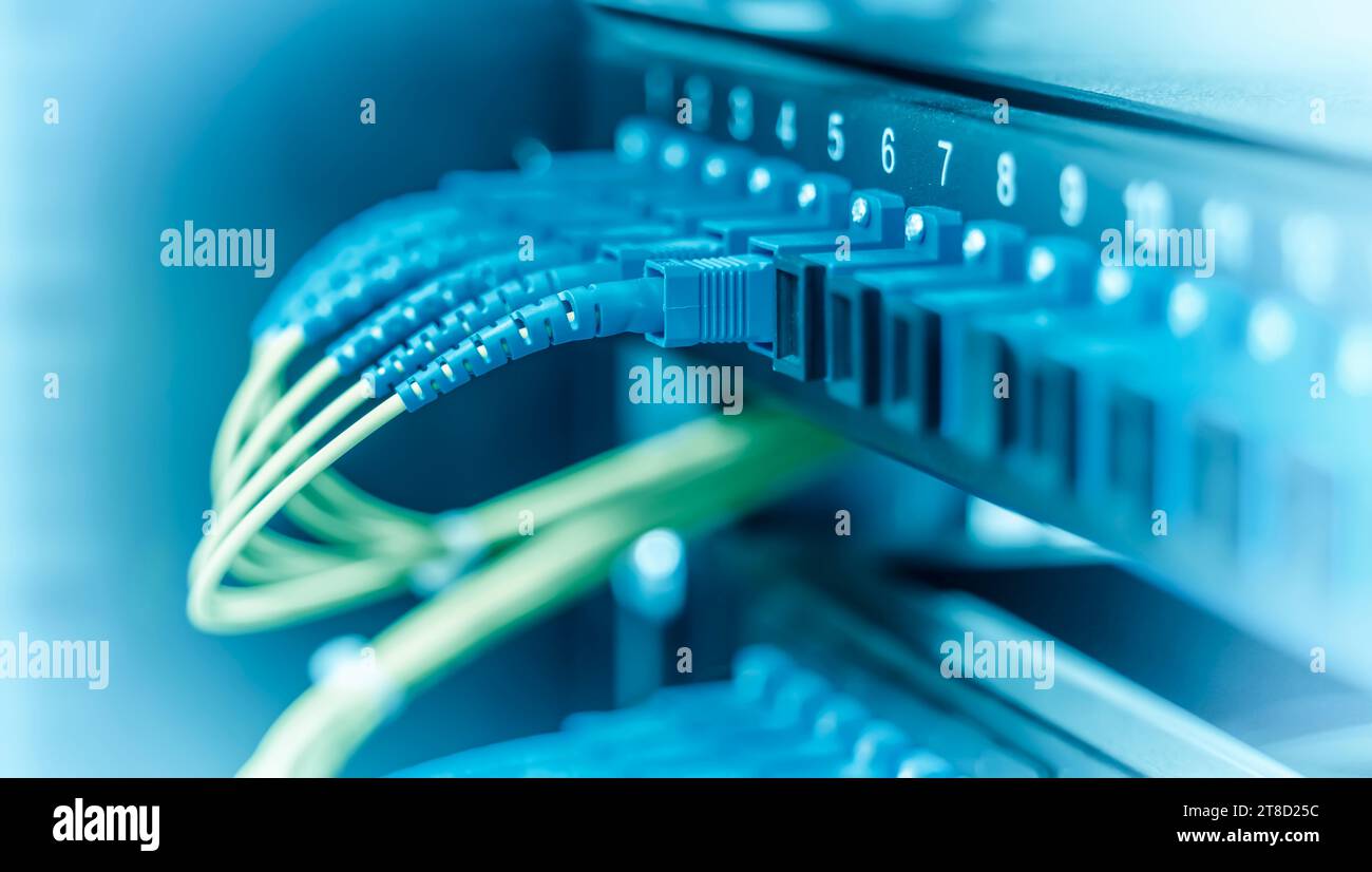 Data transfer by optical fibre information technology Stock Photo - Alamy
