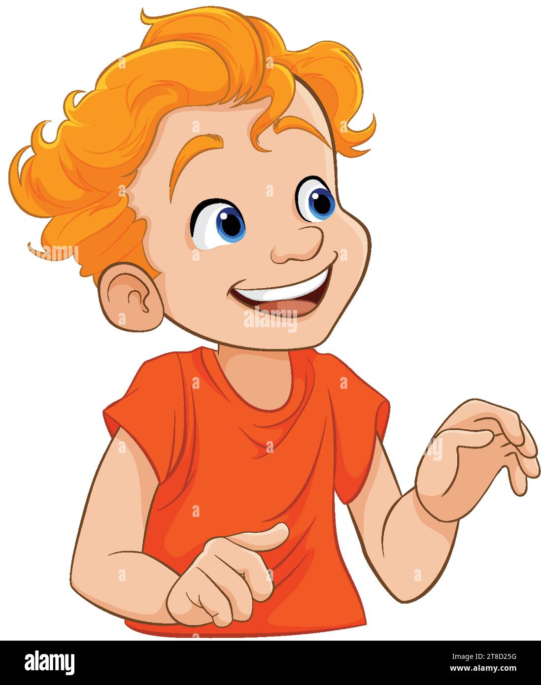 A cheerful half-body cartoon illustration of a boy Stock Vector Image ...