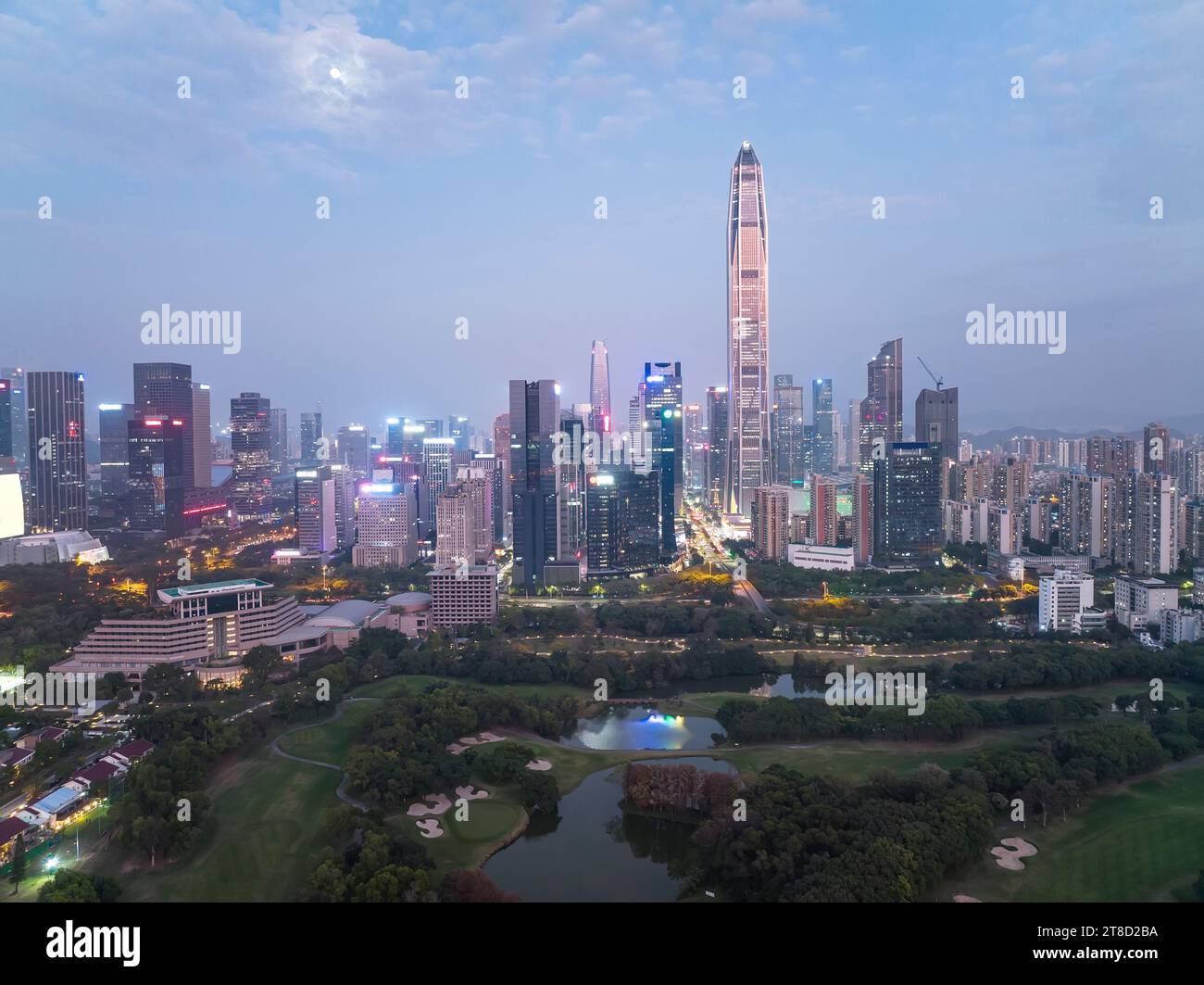 Aerial view of Skyline in Shenzhen city CBD night in China Stock Photo ...