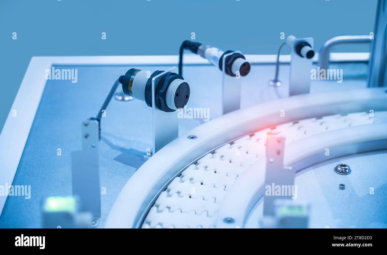 Transducer On Industrial Machine Robot In Assembly Line Working In Factory Smart Factory