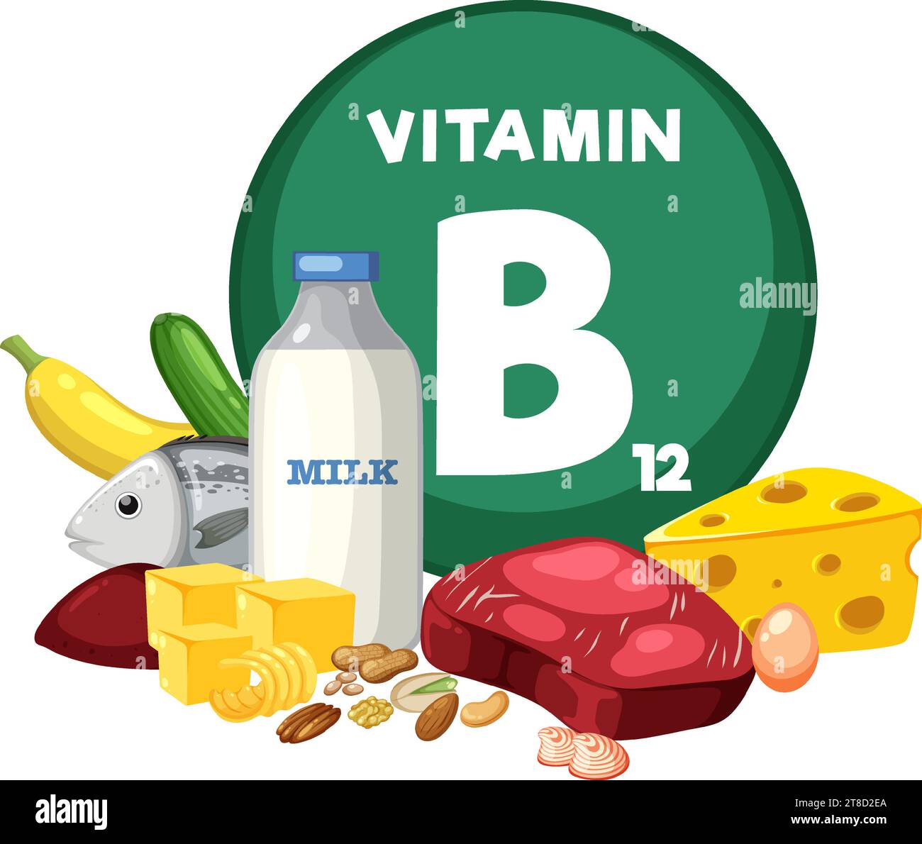 A colorful cartoon illustration of various fruits and vegetables rich ...