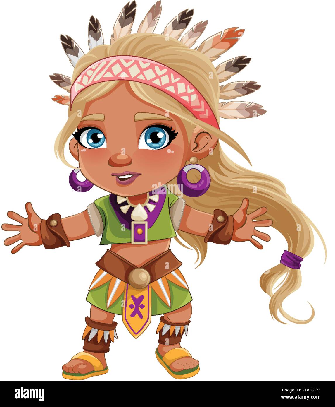 Cute female Native American cartoon character illustration Stock Vector ...