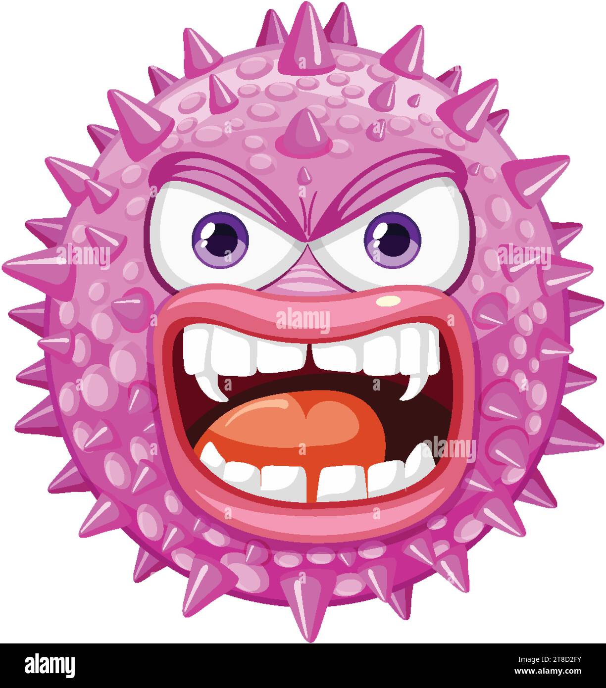 A colorful and playful cartoon character of a spiky bacteria germ virus ...