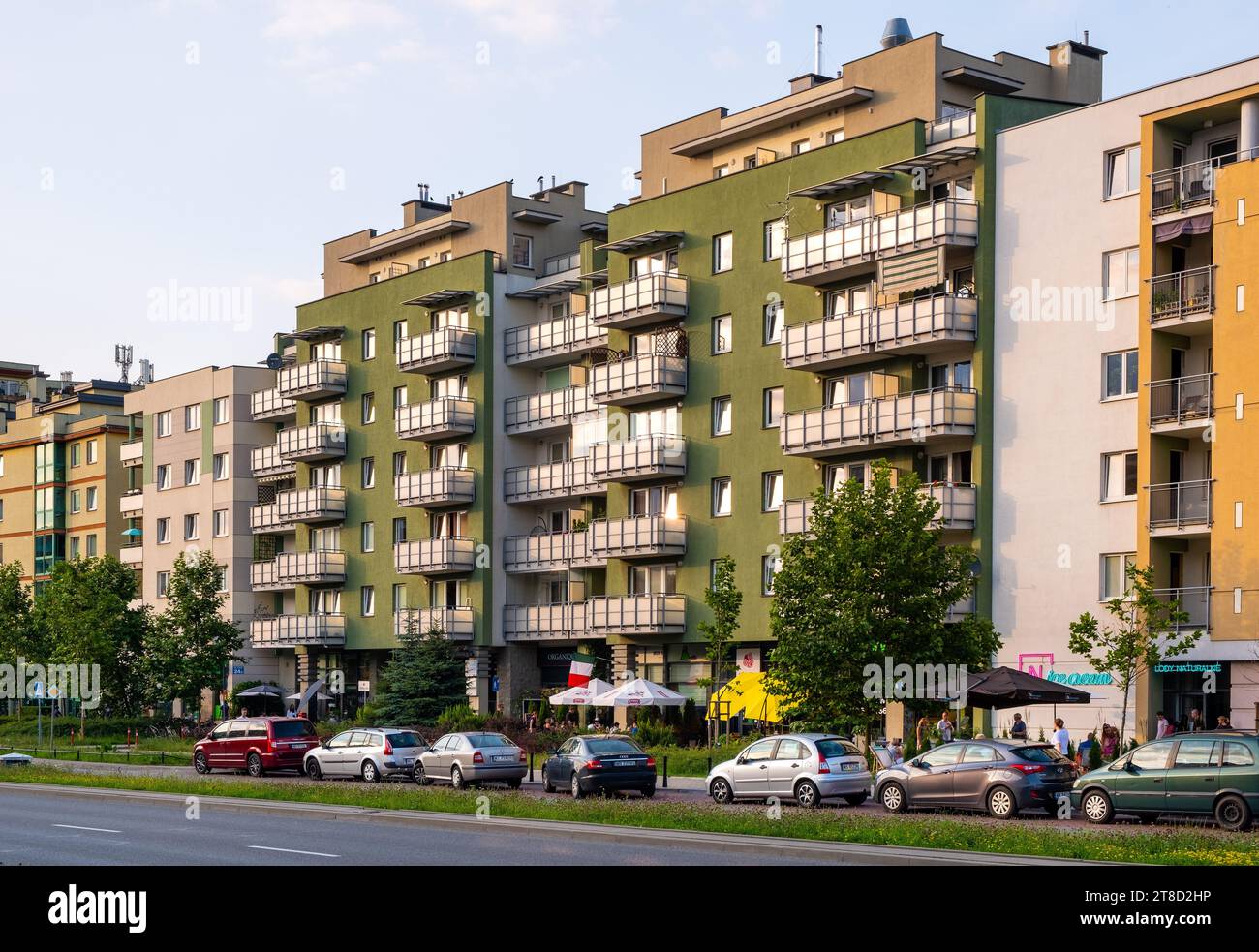 Warsaw, Poland - July 11, 2021: Modern residential buildings aside ...