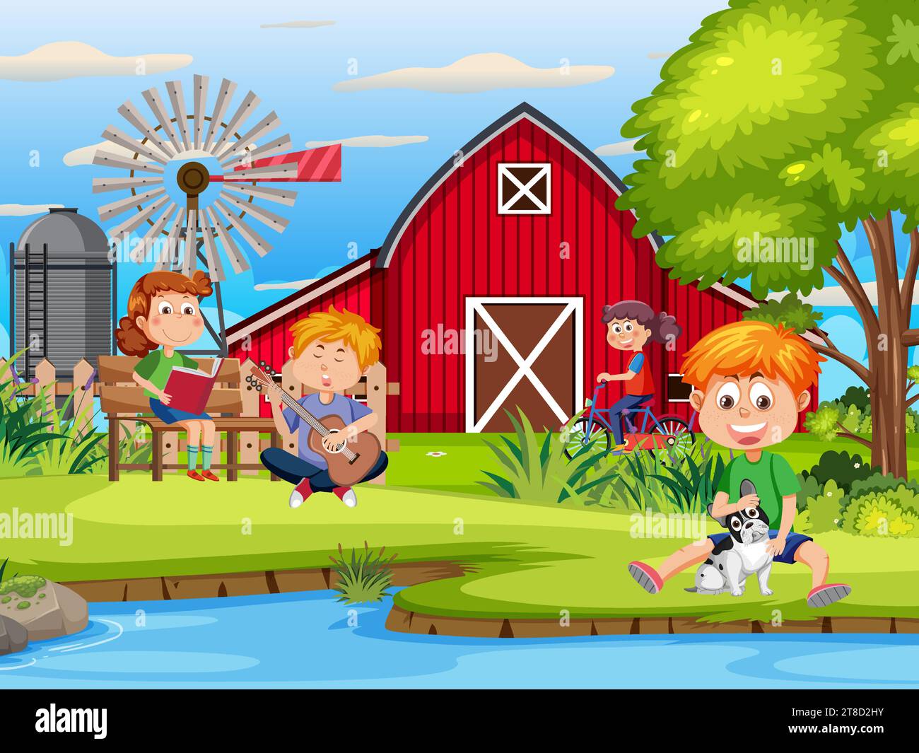 Rural children playing Stock Vector Images - Alamy