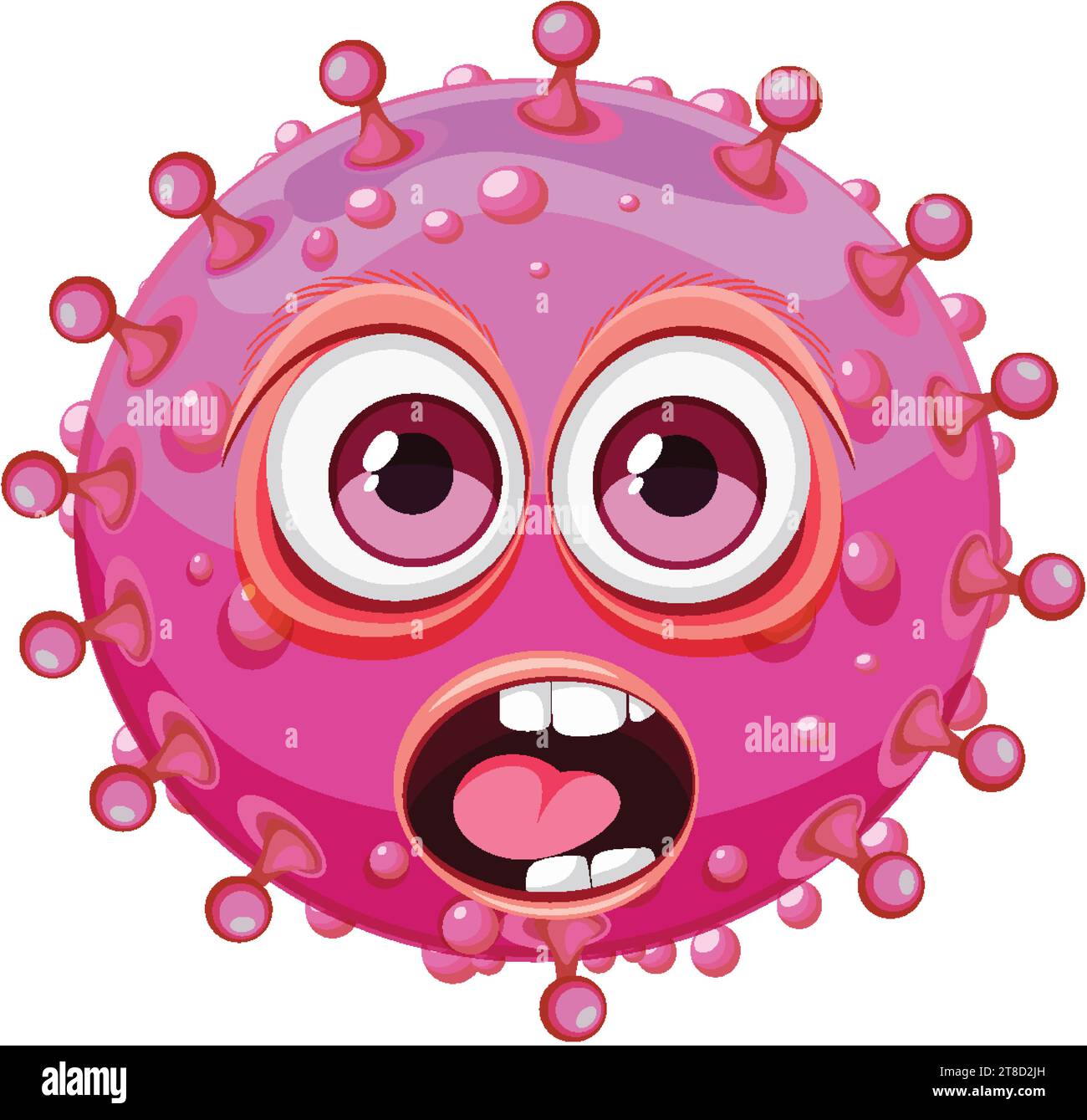 A cute and colorful cartoon character of a pink bacteria germ virus ...
