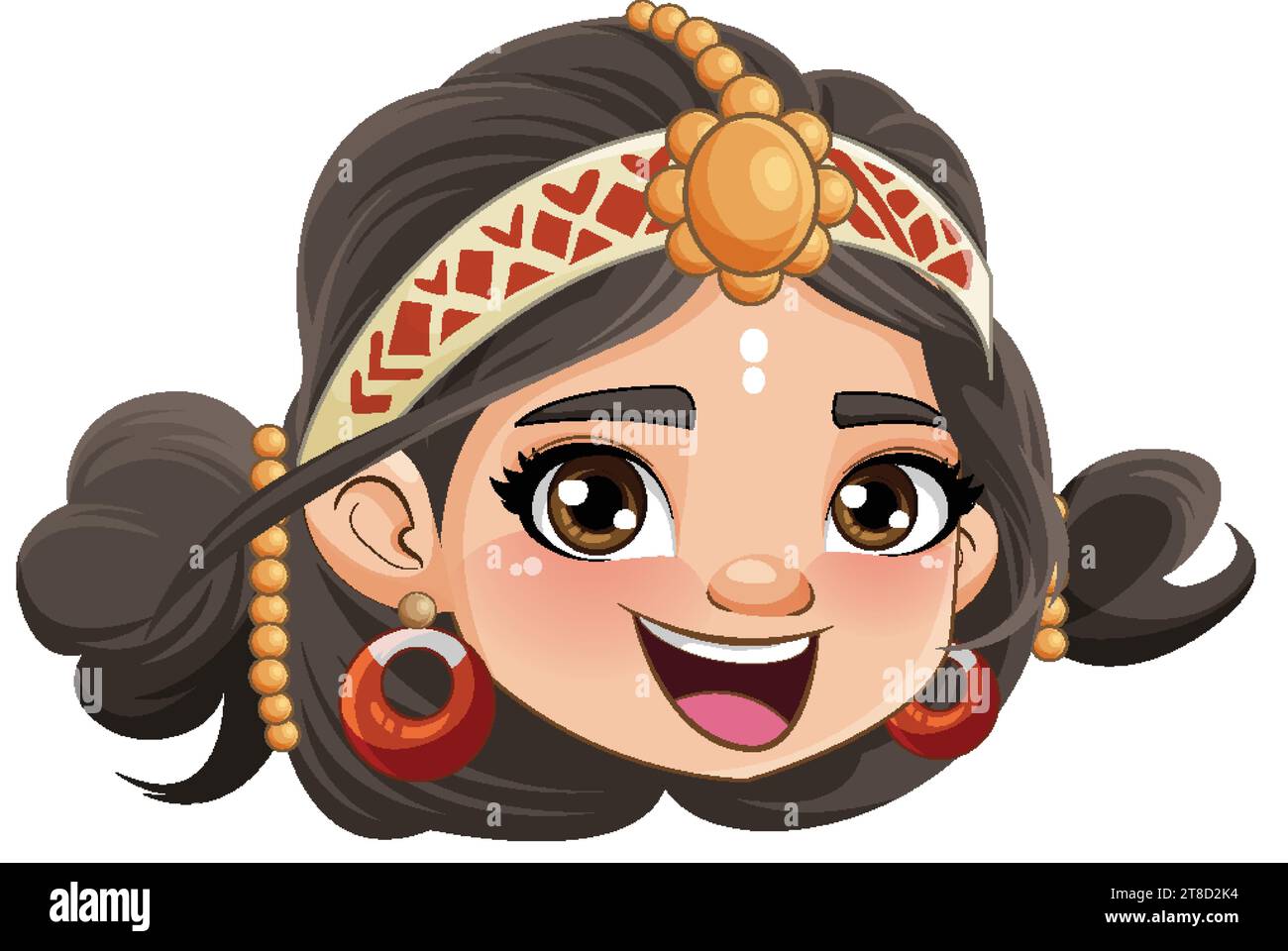 Indian woman cartoon character face smiling illustration Stock Vector ...