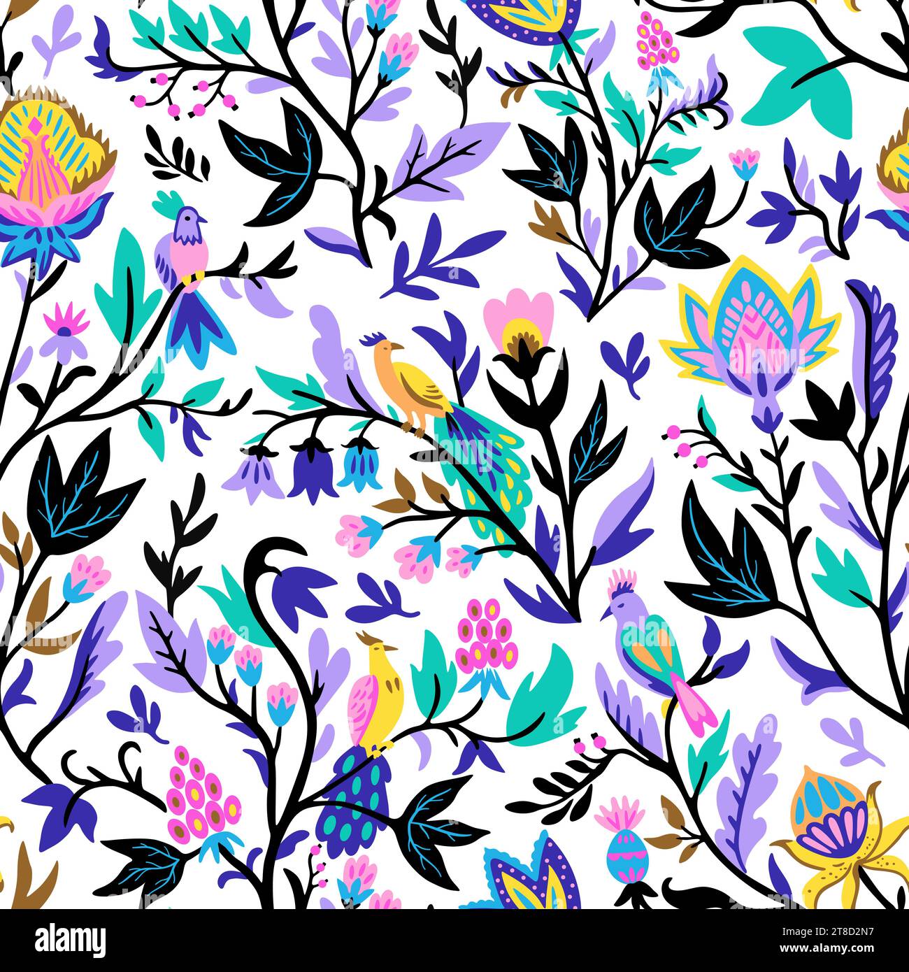 Ornamental floral pattern with stylized ornate floral elements and ...