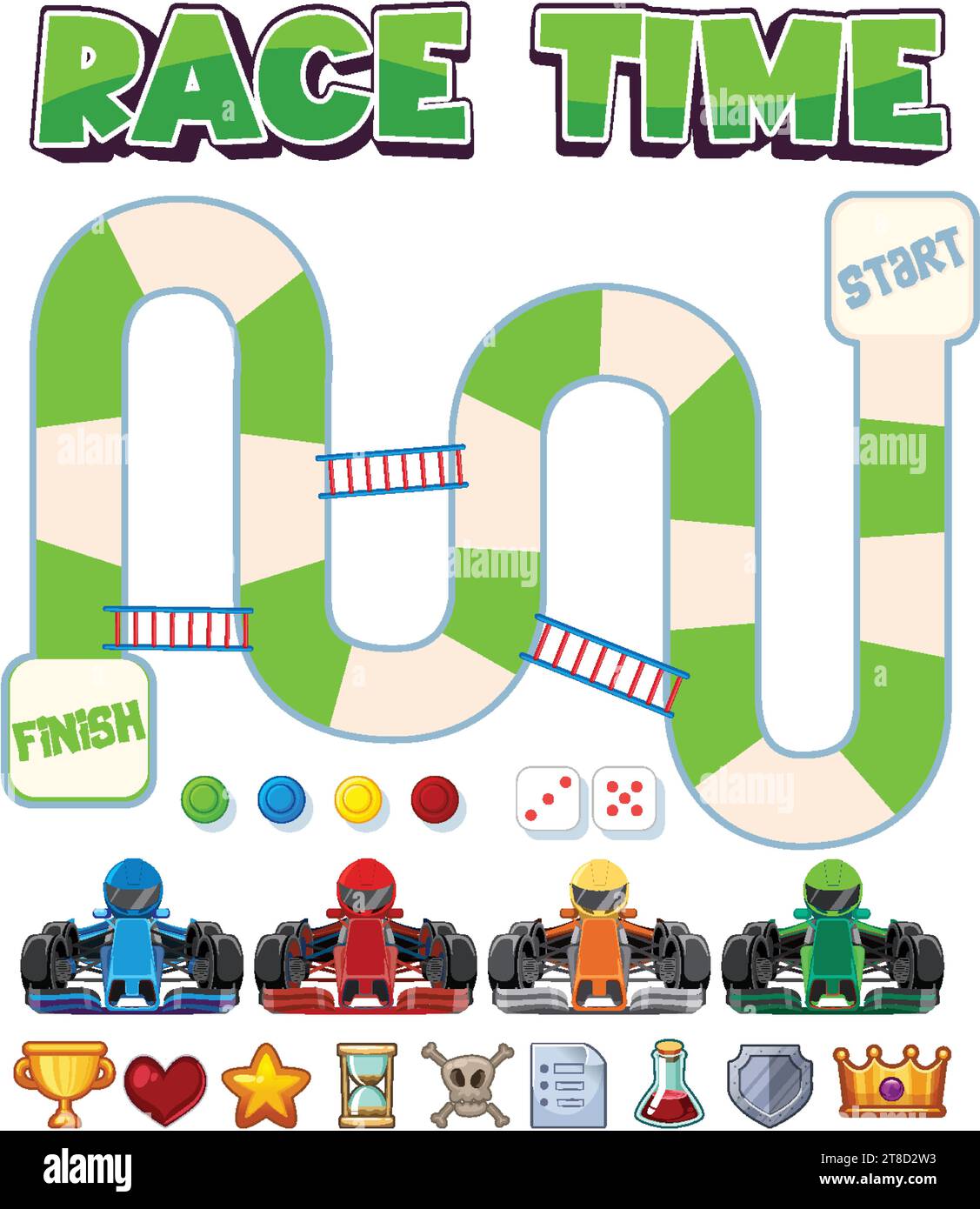 A vector cartoon illustration of a maze game with a car racing theme ...