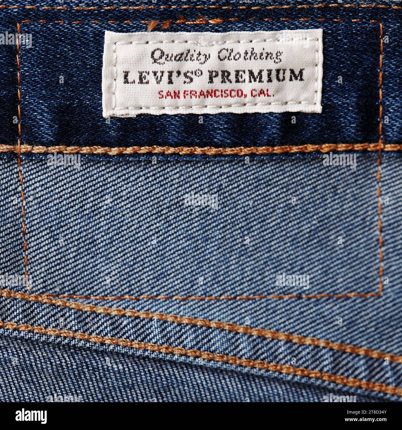 Close up of the details of new LEVI'S 501 Jeans. label and patch LEVI'S ...