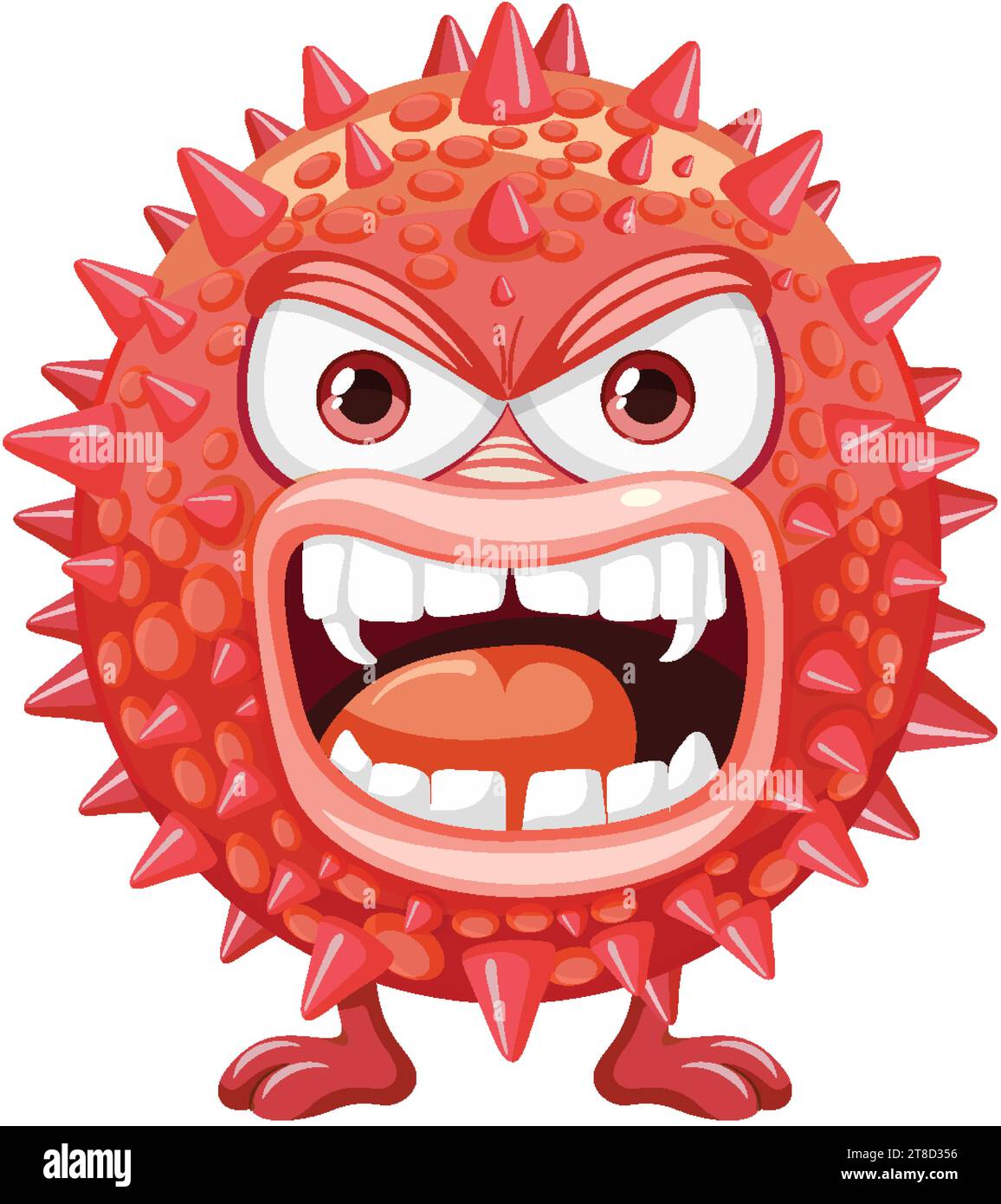 A colorful and playful cartoon character of a spiky bacteria germ virus ...