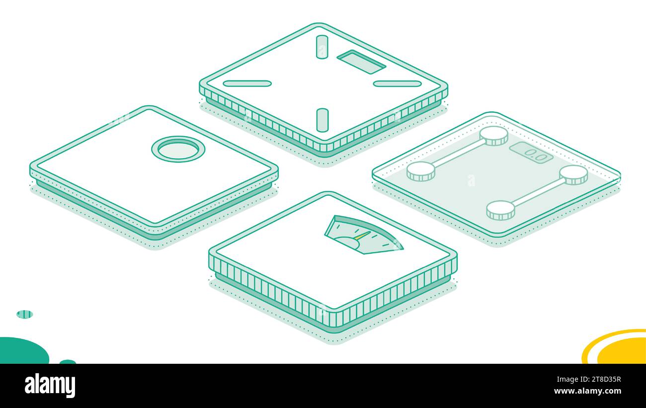 Analog and digital body weight scale set. Mechanical scale. Vector ...