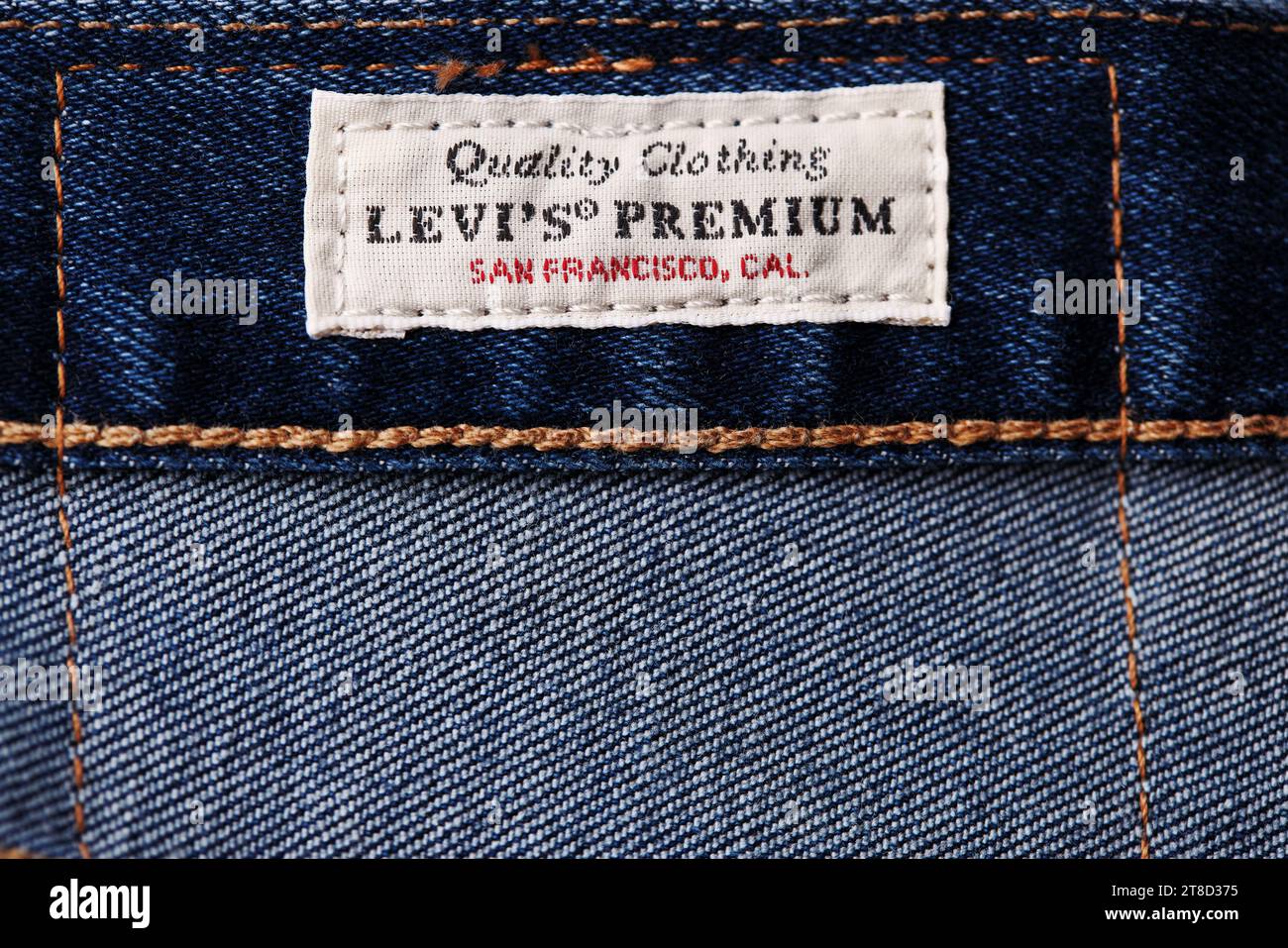 Close up of the details of new LEVI'S 501 Jeans. label and patch LEVI'S ...