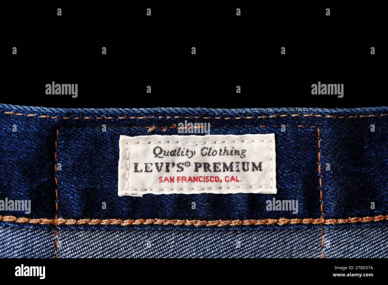 Close up of the details of new LEVI'S 501 Jeans. label and patch LEVI'S ...