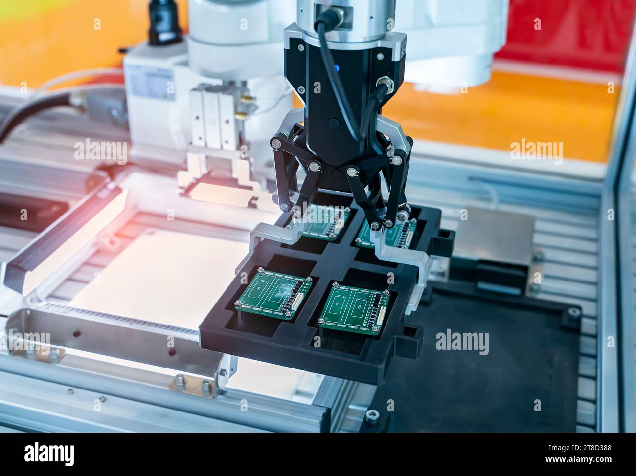 automatic robot for print circuit board (PCB)assembly machine during soldering or welding part ...