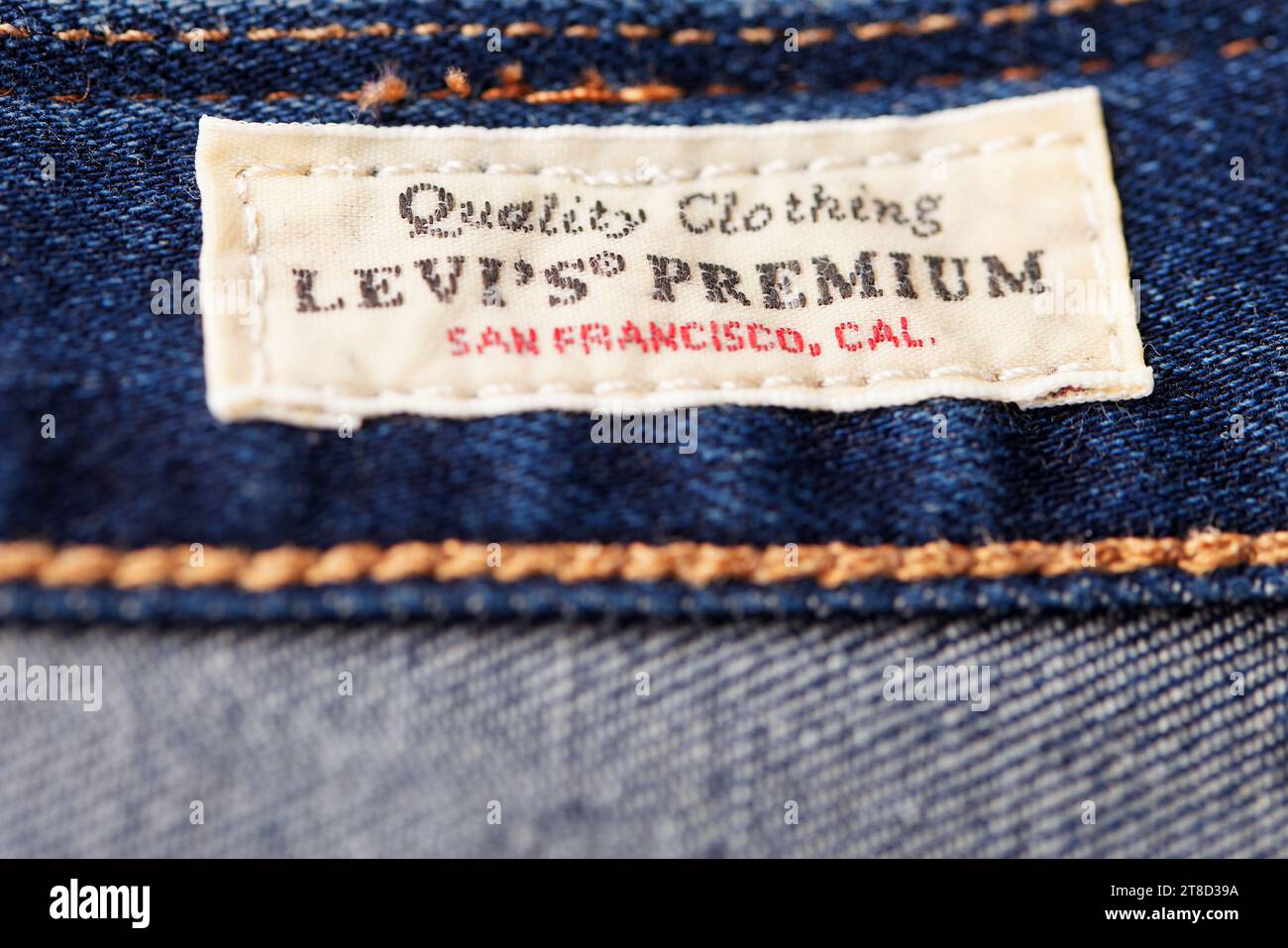 Close up of the details of new LEVI'S 501 Jeans. label and patch LEVI'S ...
