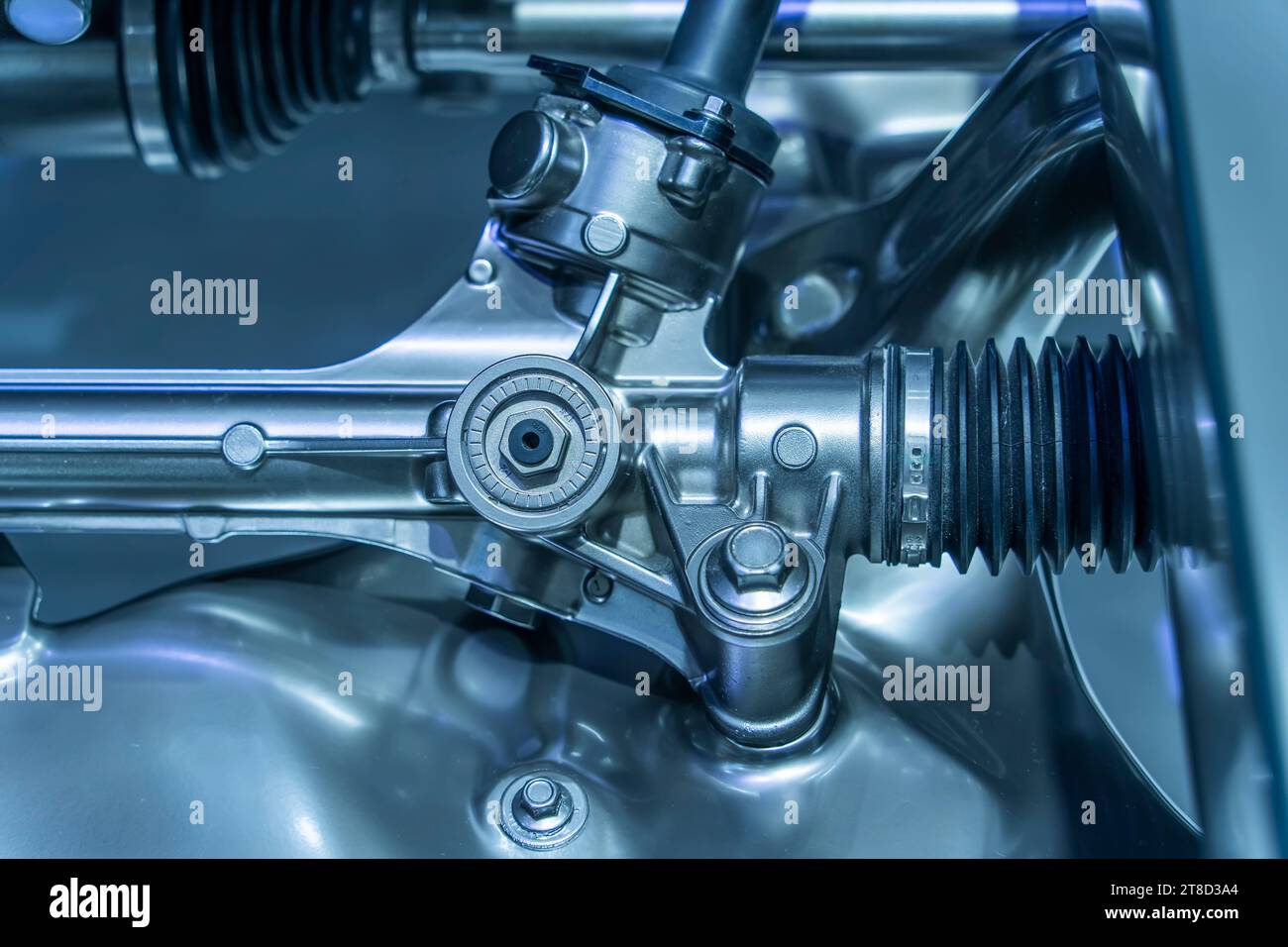 electric system of eco car front driving axle in the car, visible ...