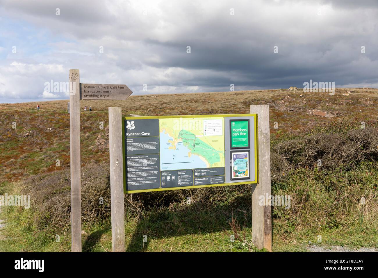 Kynance Cove Cornwall, information board and map sign, at this Cornish ...